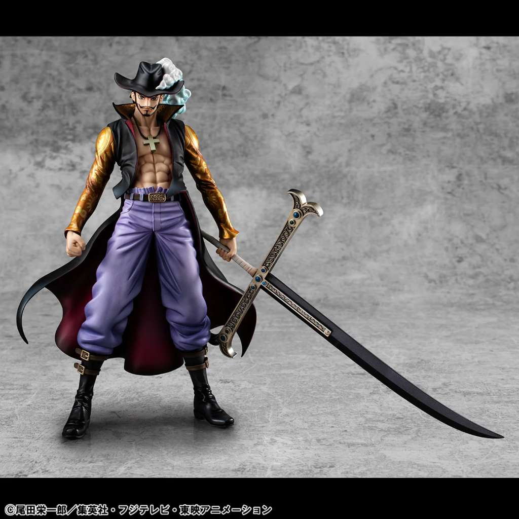 MEGAHOUSE One Piece P.O.P. Limited Hawk Eye Dracule Mihawk Ver.R Statue ...